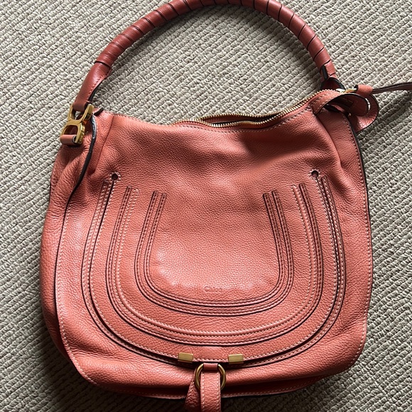 Chloe | Bags | Authentic Chloe Marcie Hobo Bag In Coral | Poshmark